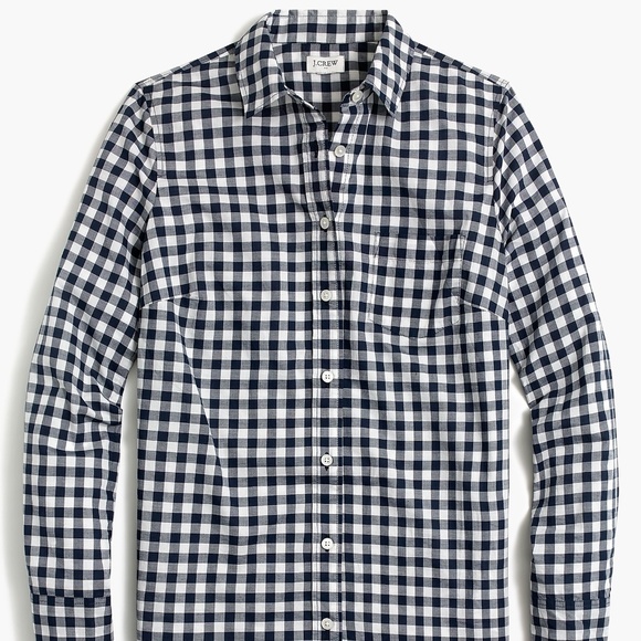 J. Crew | Tops | J Crew Factory Gingham Lightweight Cotton Shirt Large ...